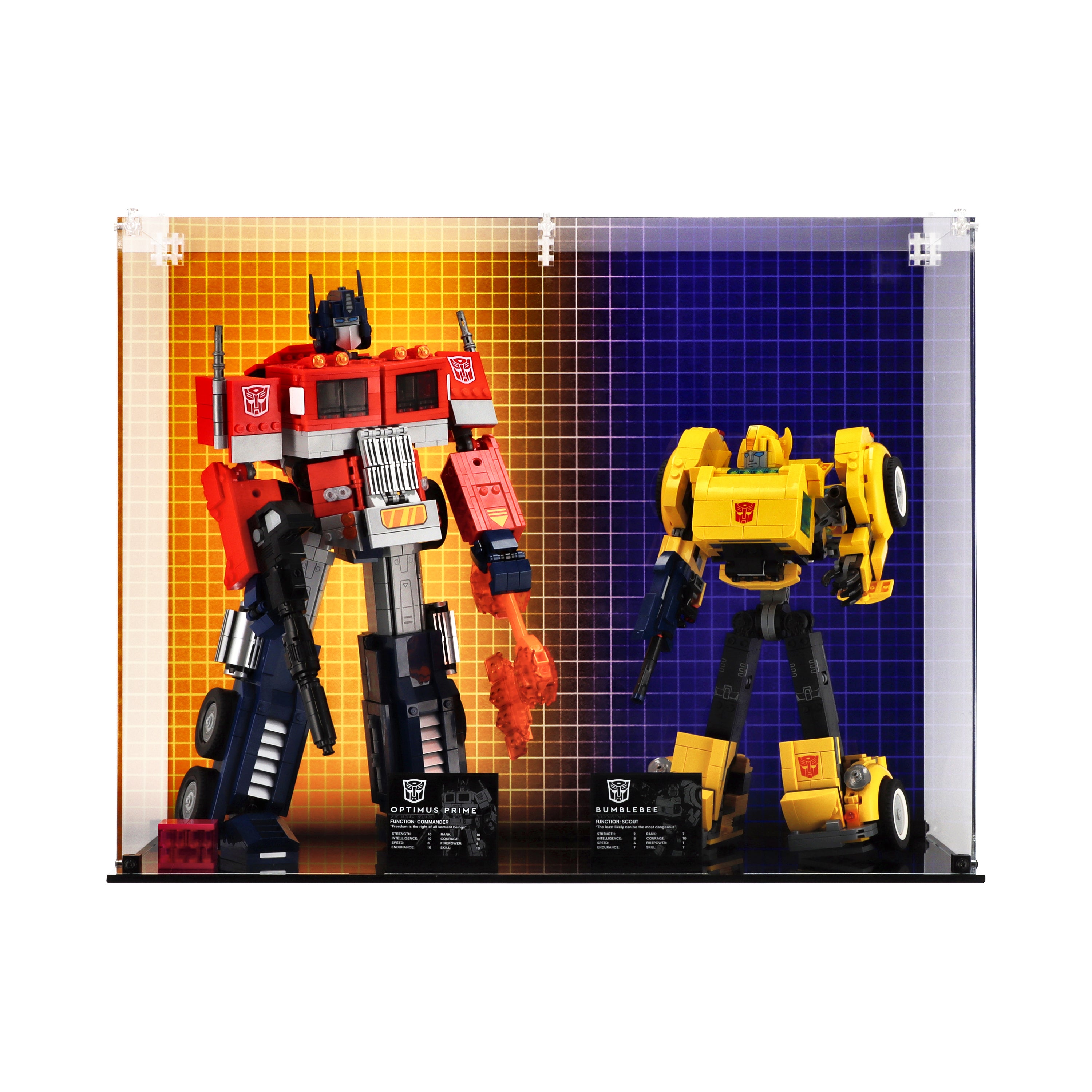 Lego 10338 Bumblebee & 10302 Optimus Prime - Display Case ...
