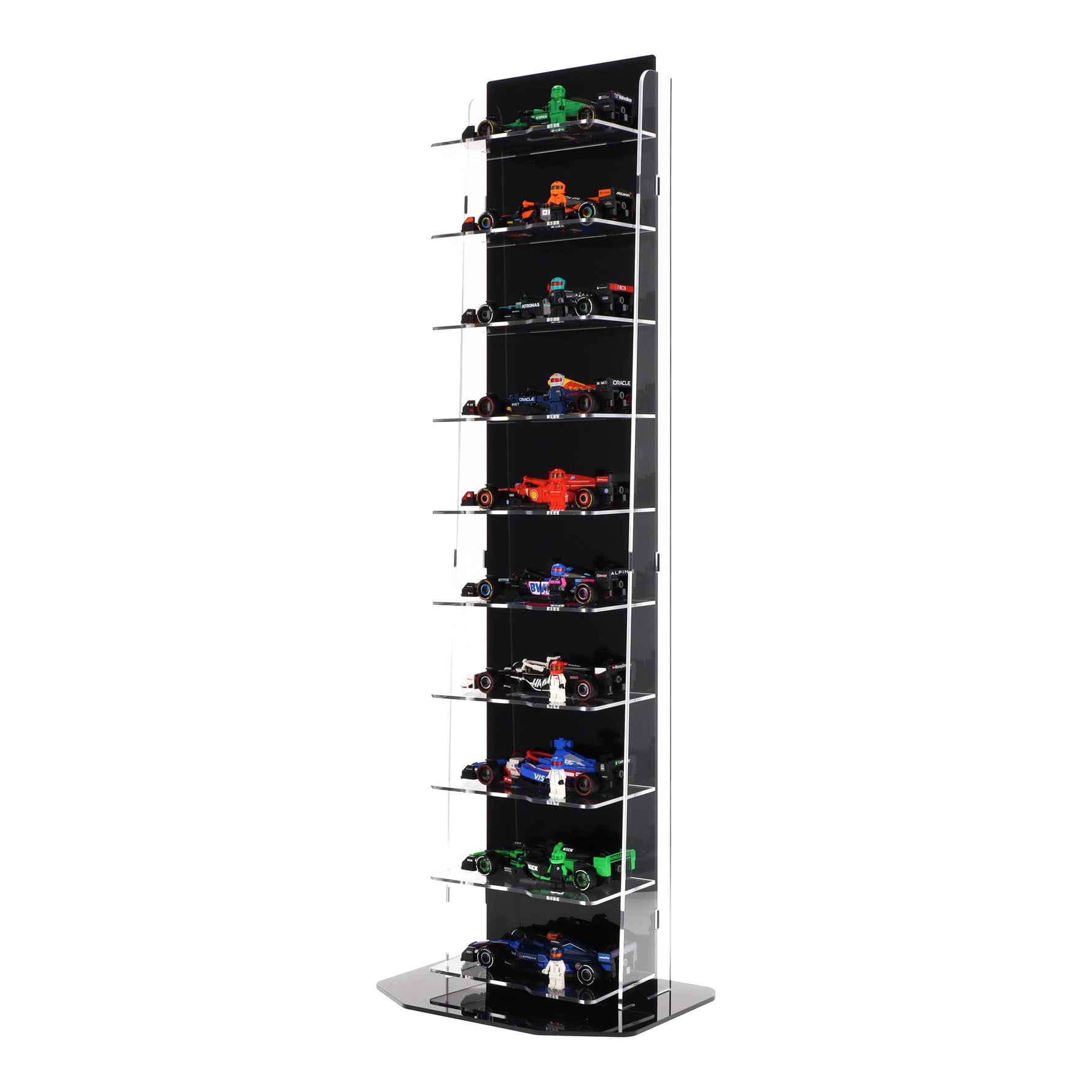 Freestanding Display Stand for 10 x LEGO Speed Champions: Formula 1 Ra